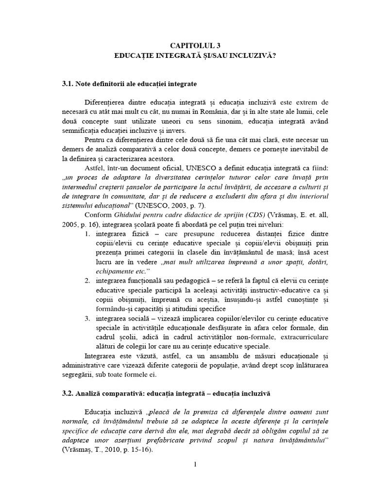 Curs 3 - Educatie Incluziva Vs Educatie Integrata | PDF