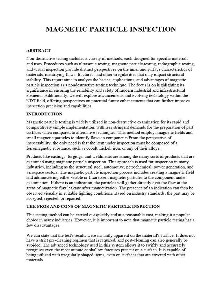 Magnetic Particle Inspection | PDF