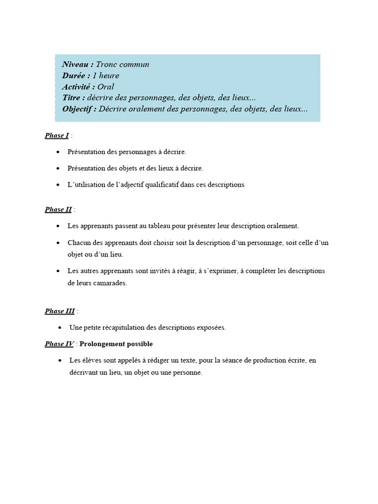 Activité Orale | PDF