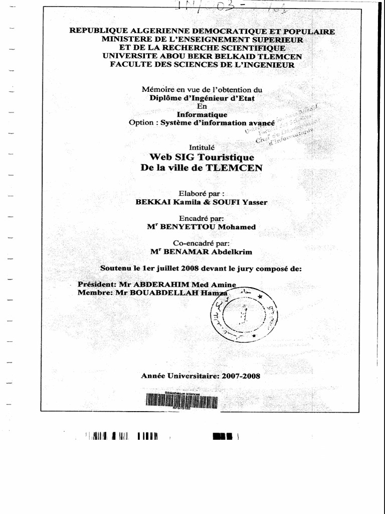 Web SIG Touristique de La Ville de TLEMCEN | PDF