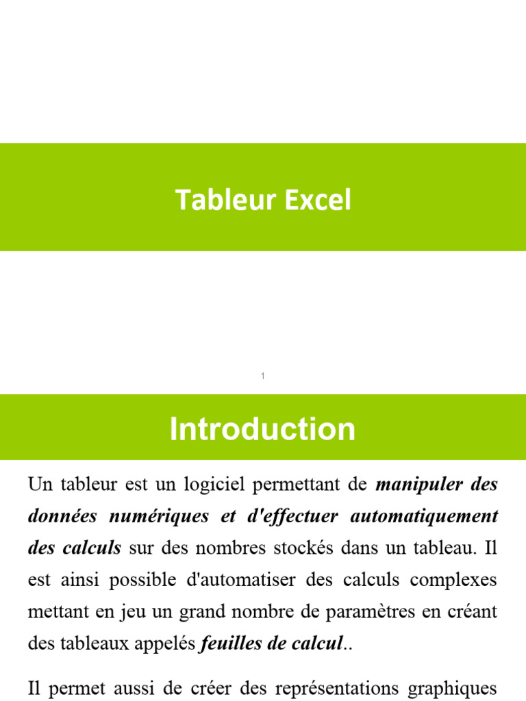 Tableur Excel | PDF