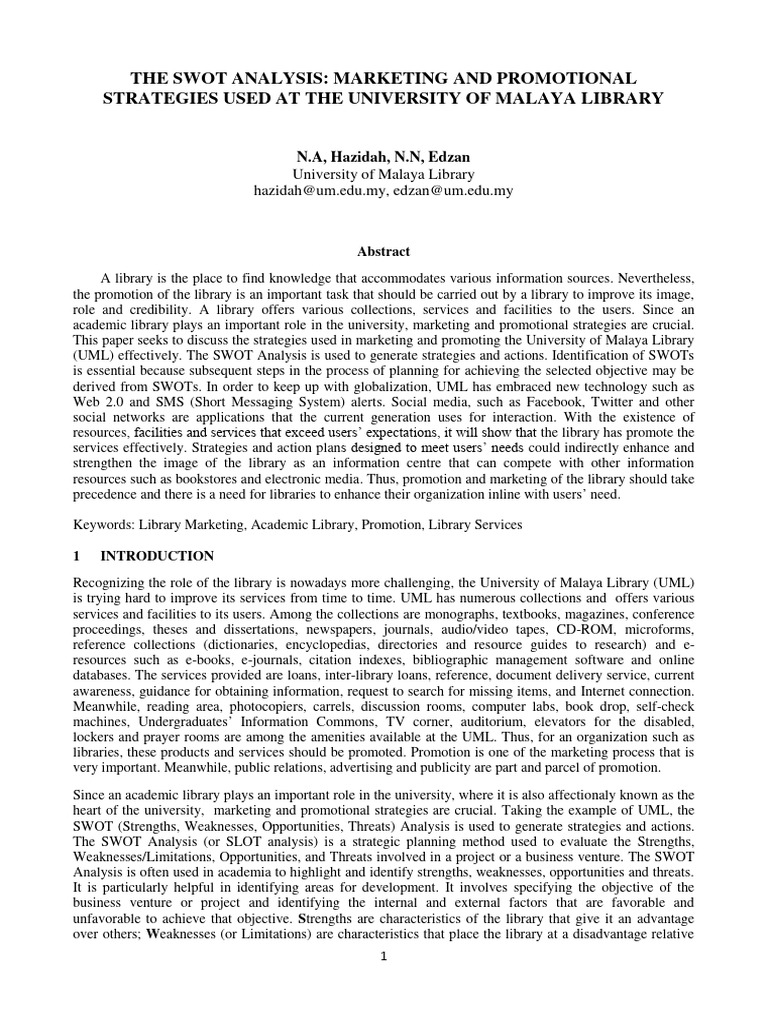 Marketing and Promotional Strategies Used at The University of Malaya ...