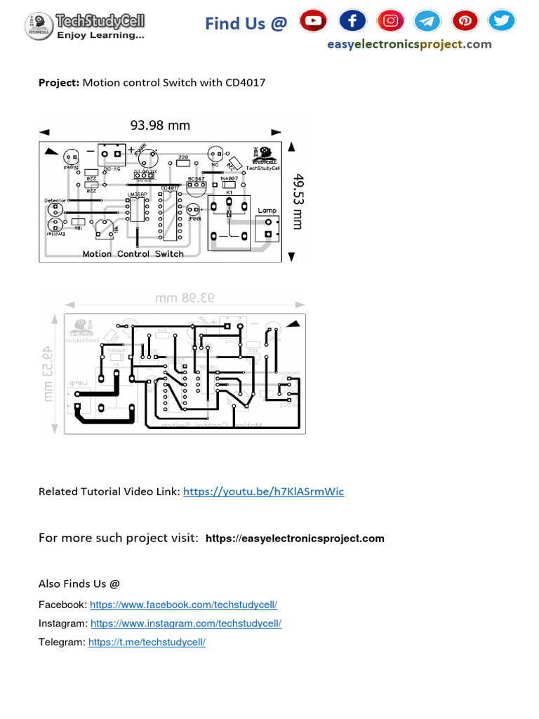 PCB Layout Motion Switch CD4017 | PDF