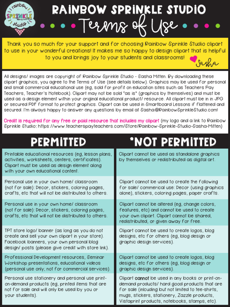 04 - Terms of Use - Rainbow Sprinkle Studio | PDF