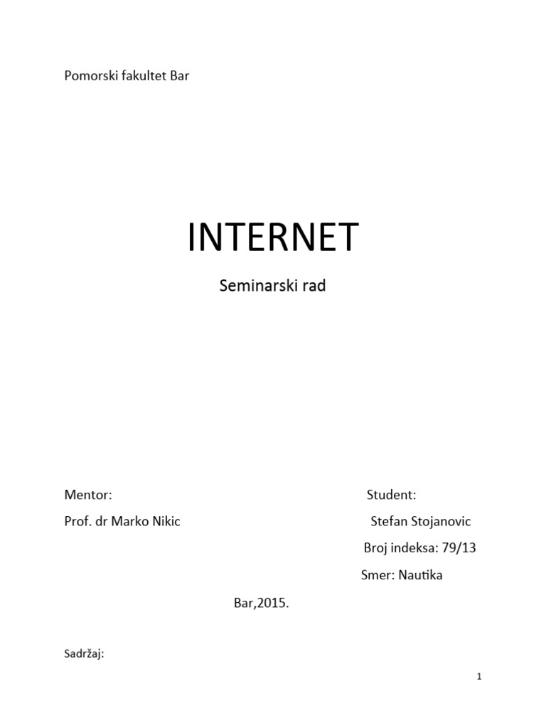 Seminarski Rad INTERNET | PDF