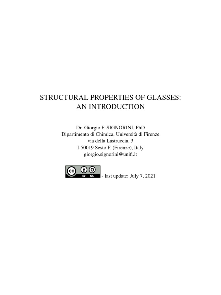Structure and Properties of Glasses | PDF