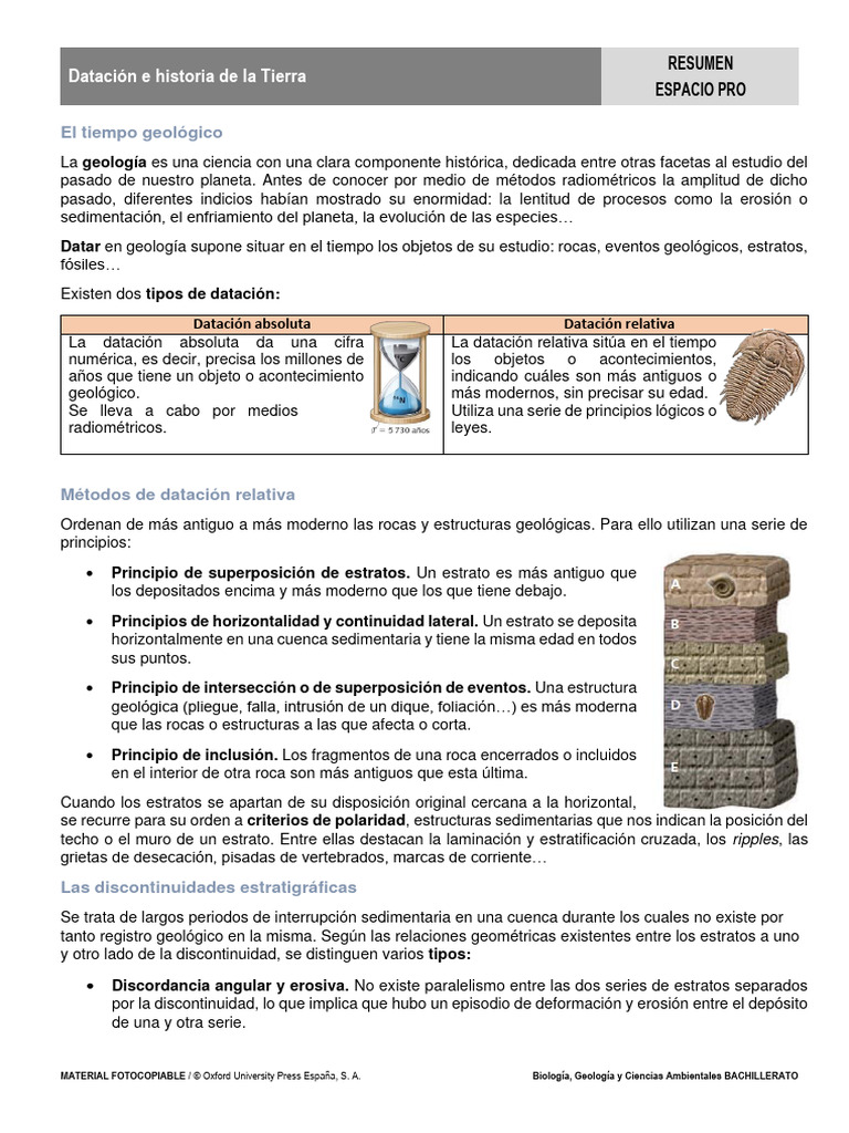 T 5 Datación e Historia de La Tierra Resumen | PDF | Estrato | Geología