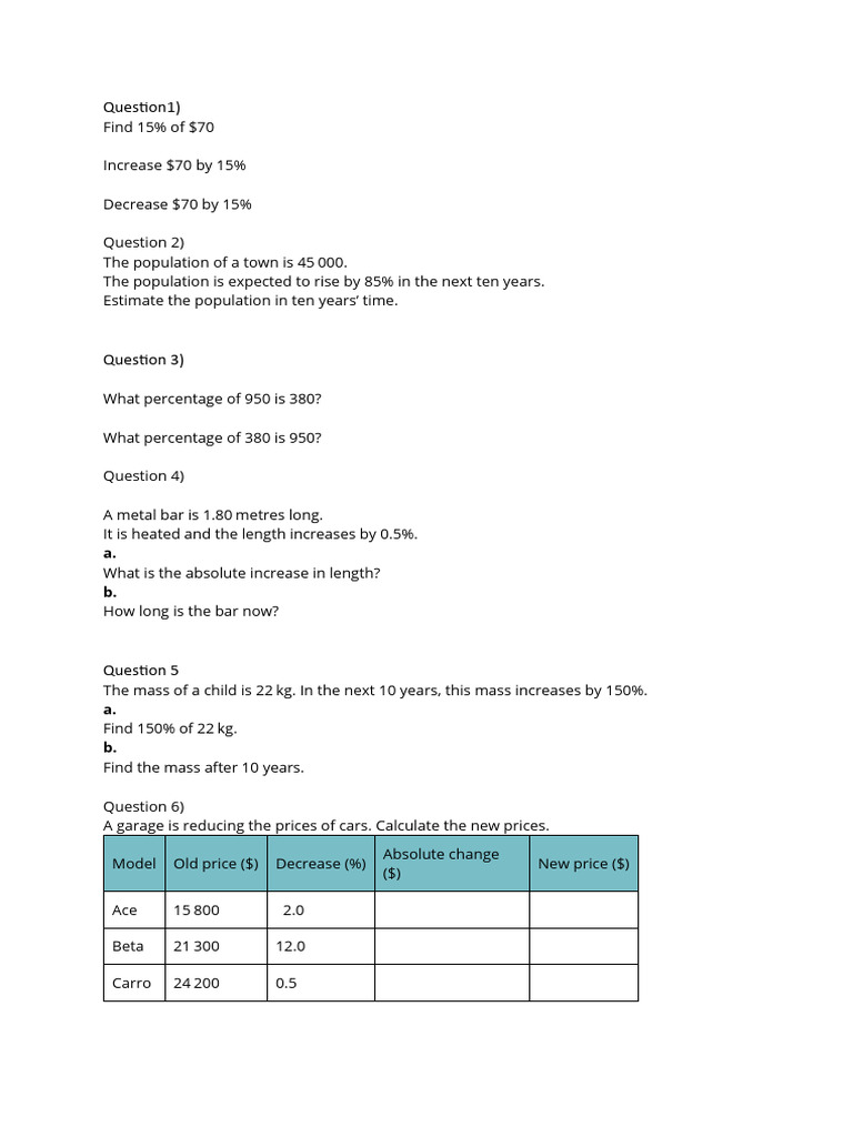 IG Grade 8 Test Percentages | PDF