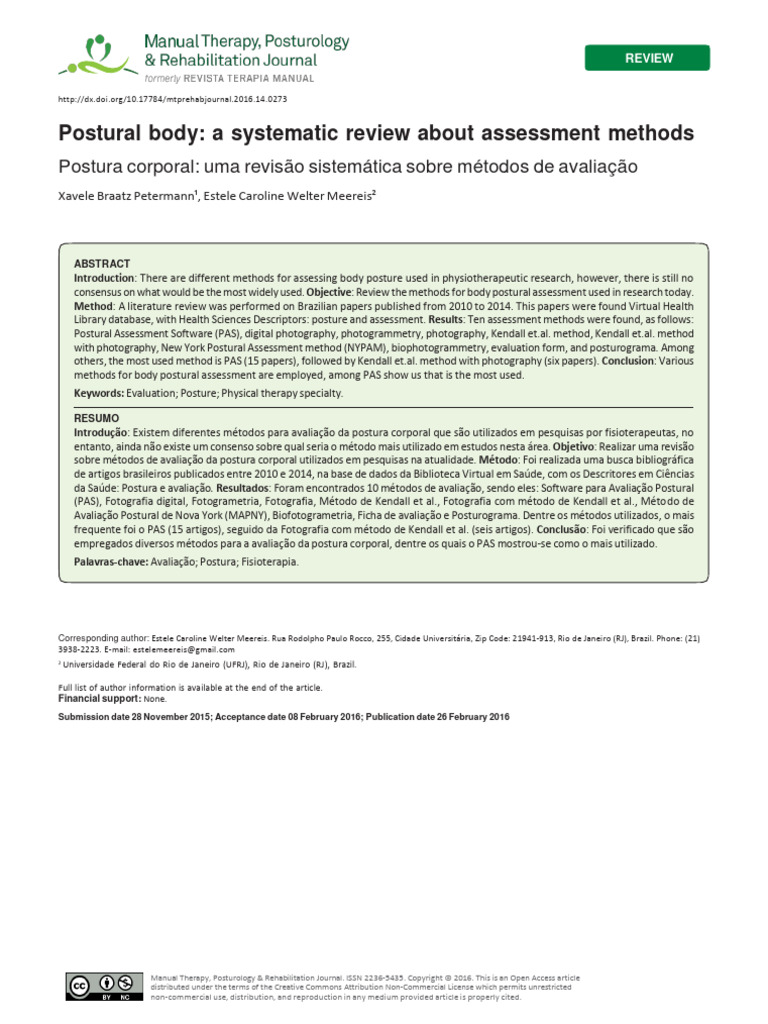 Postural Body A Systematic Review About Assessment | PDF