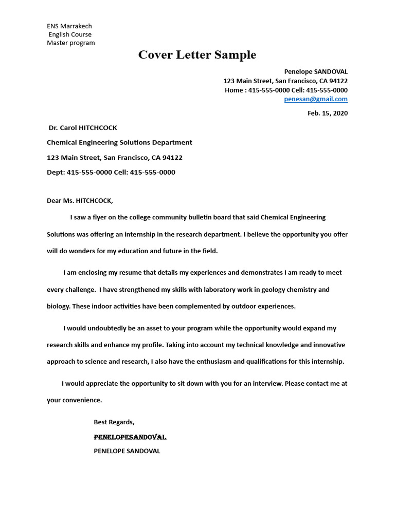 Cover Letter Sample | PDF