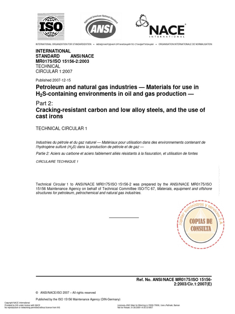 NACE-MR0175-ISO-15156.2-Part-2 | PDF