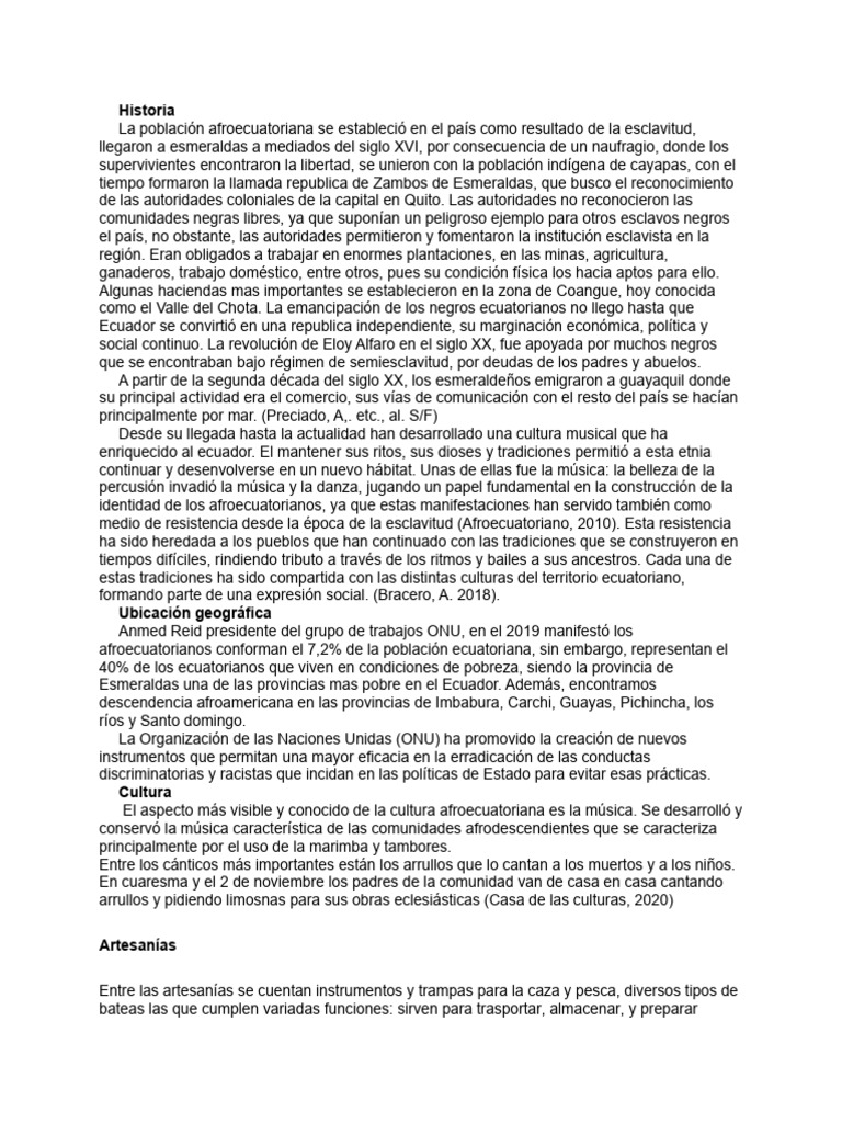 Historia Afro Pdf Ecuador