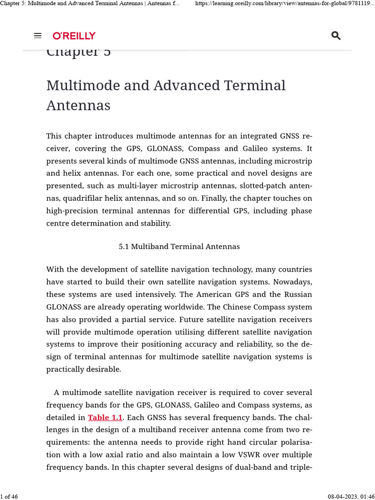 Chapter 5 Multimode and Advanced Terminal Antennas Antennas For Global Navigation Satellite ...