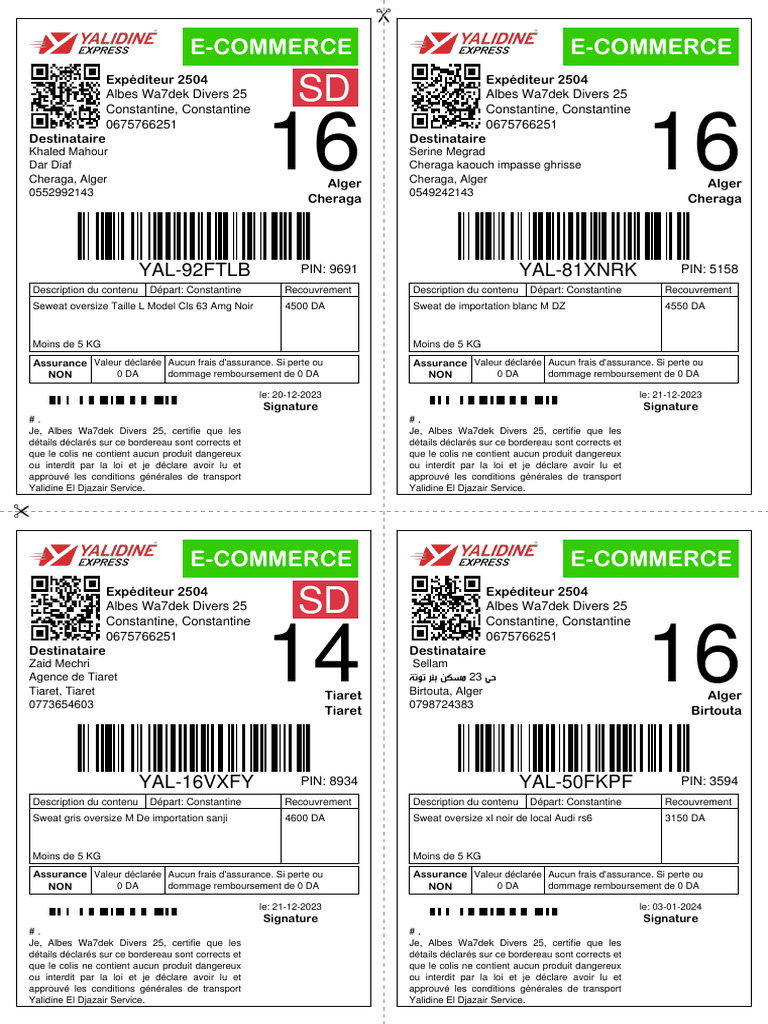 Bordereau Selection | PDF