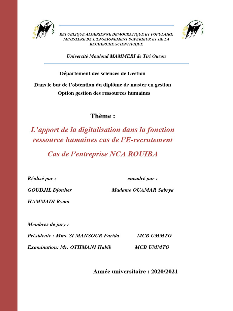 Memoire | PDF | Évolution de carrière | Affaires