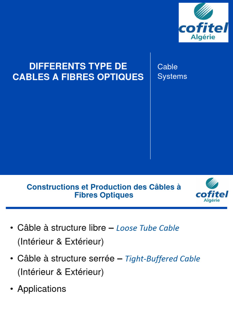 2 - Differents Types de Cables FO | PDF | Câble coaxial | Polyéthylène