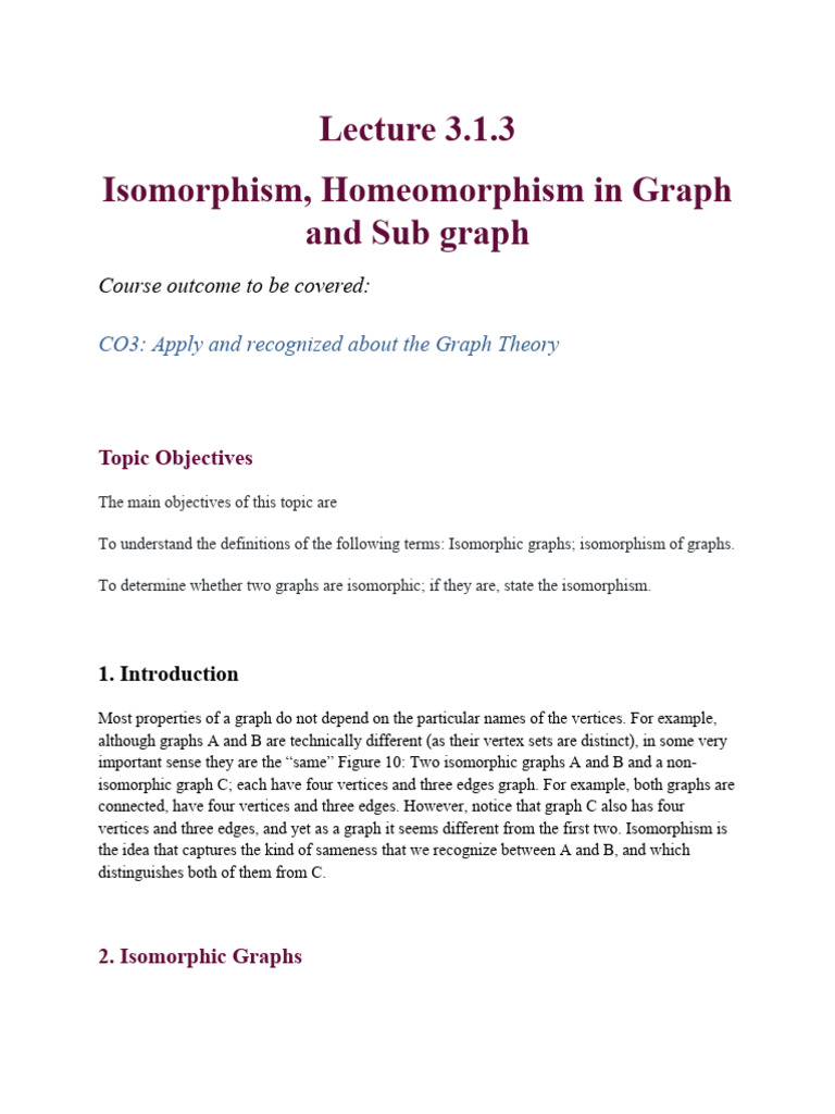 Isomorphic Graphs | PDF