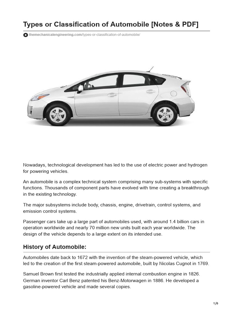 Classification of Automobiles | PDF