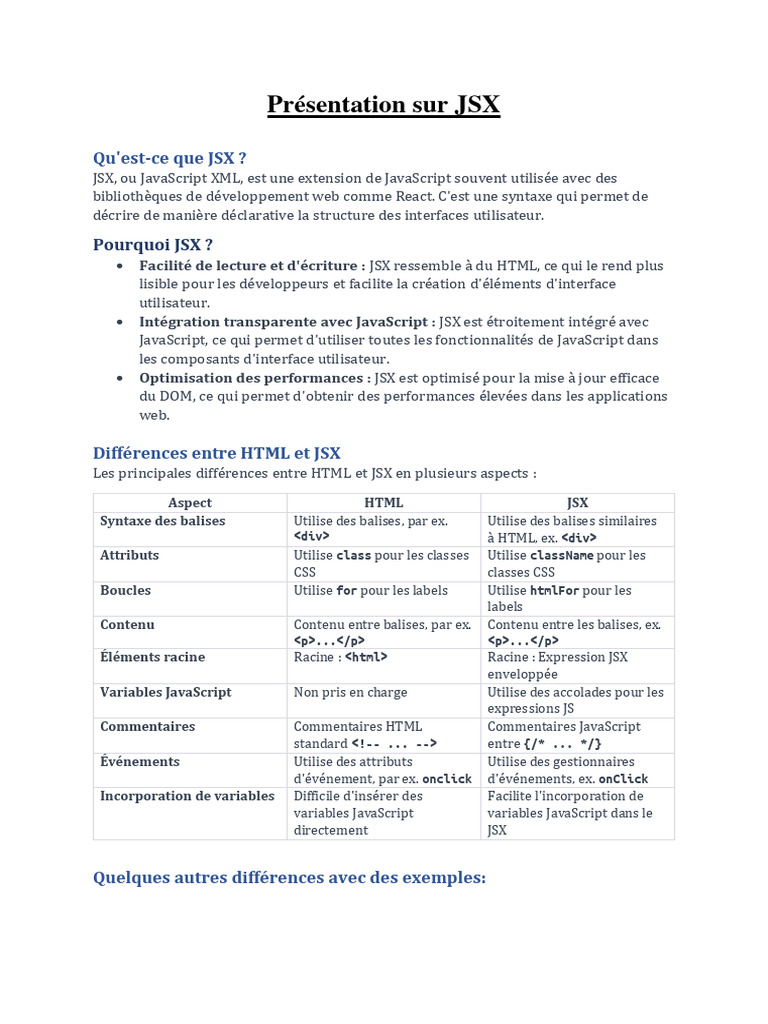 Qu'est-ce que JSX 1 | PDF