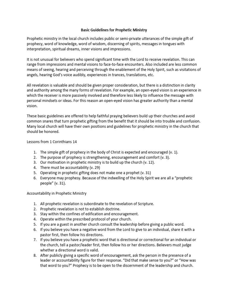 Basic Guidelines For Prophetic Ministry | PDF