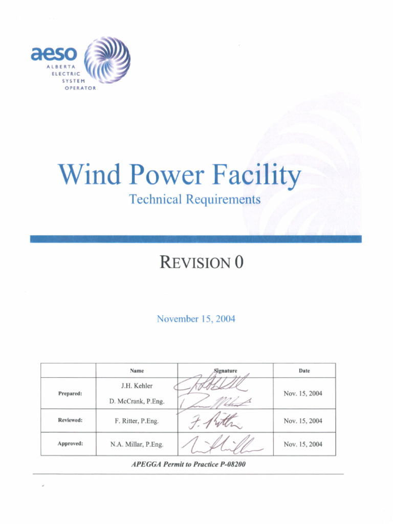 Wind Power Facility Technical Requirements Revision0 Signatures JRF ...