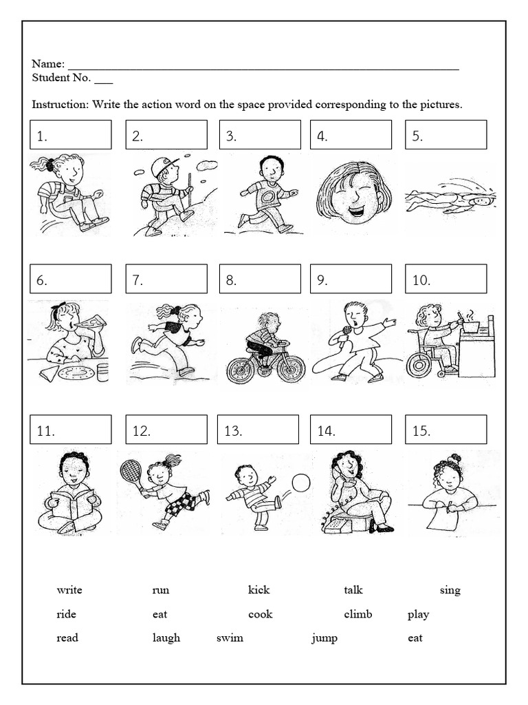 Action verbs - exercise | PDF