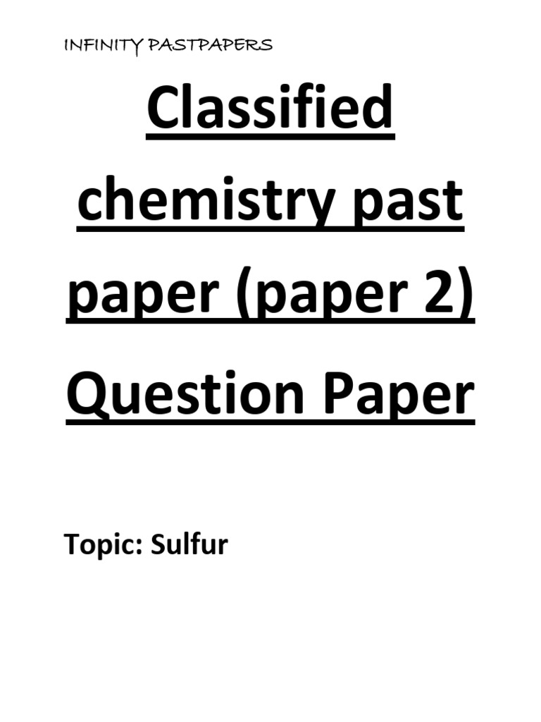Sulfur Chemistry Exam Papers | PDF