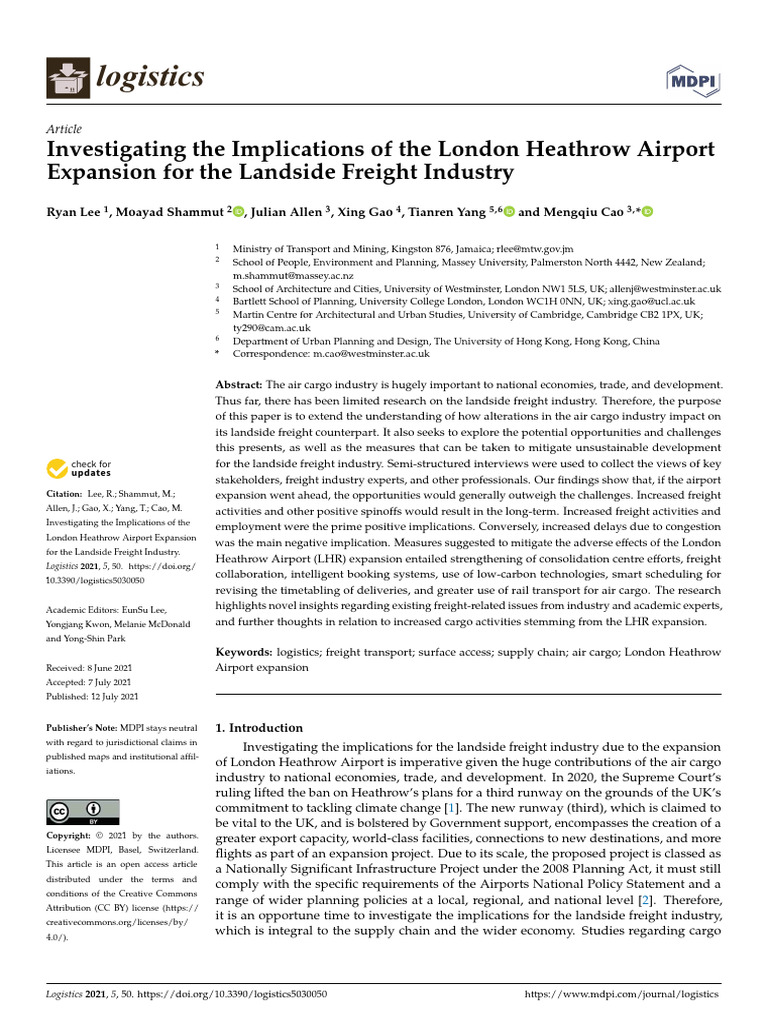 Investigating The Implications of The London Heathrow | PDF | Cargo | Transport