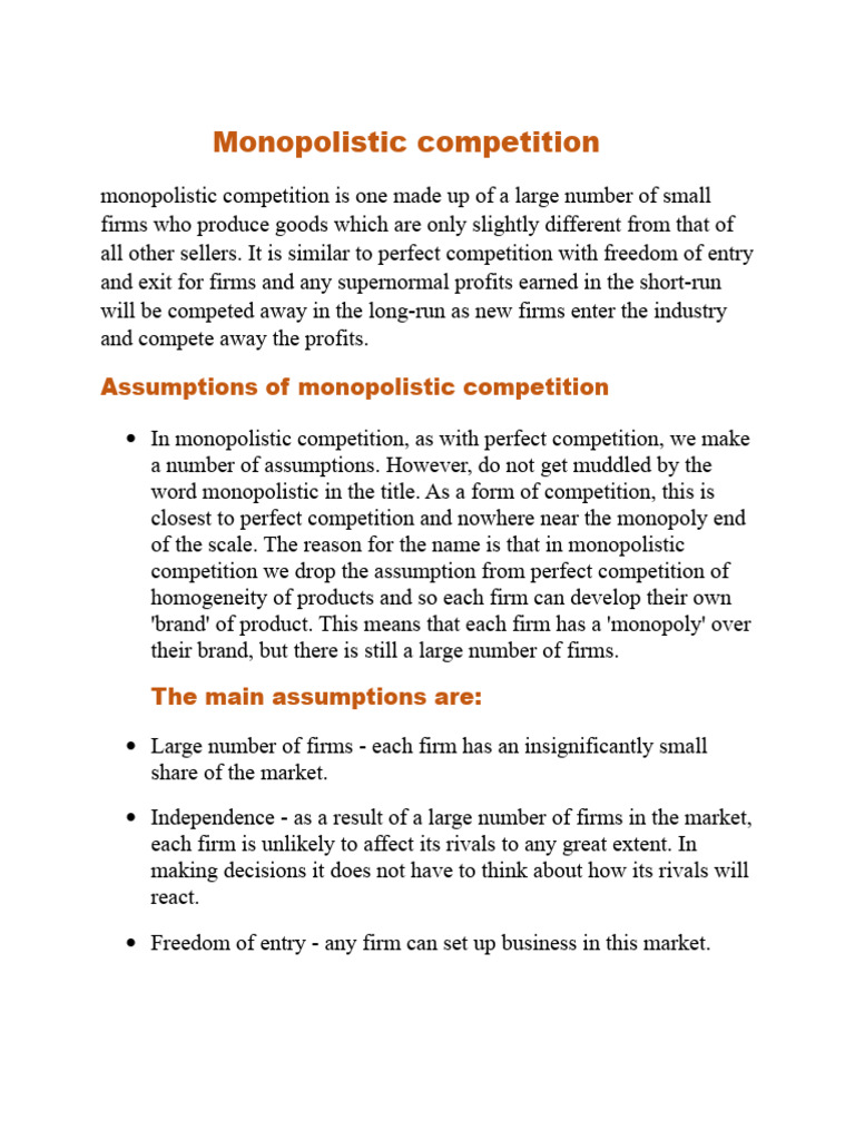 Monopolistic Competition | PDF