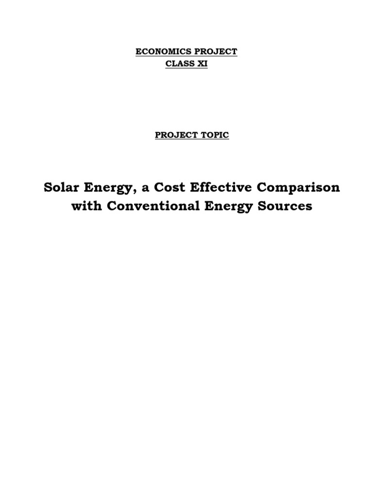 Solar Energy, A Cost Effective Comparison | PDF