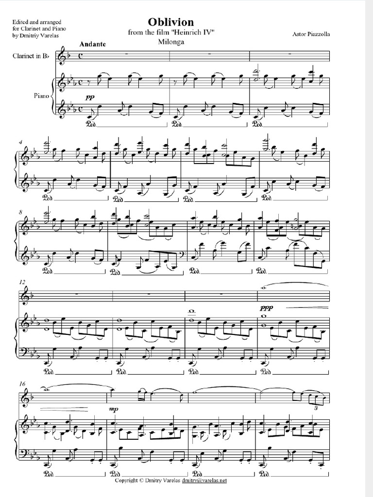 Oblivion for Clarinet and Piano | PDF