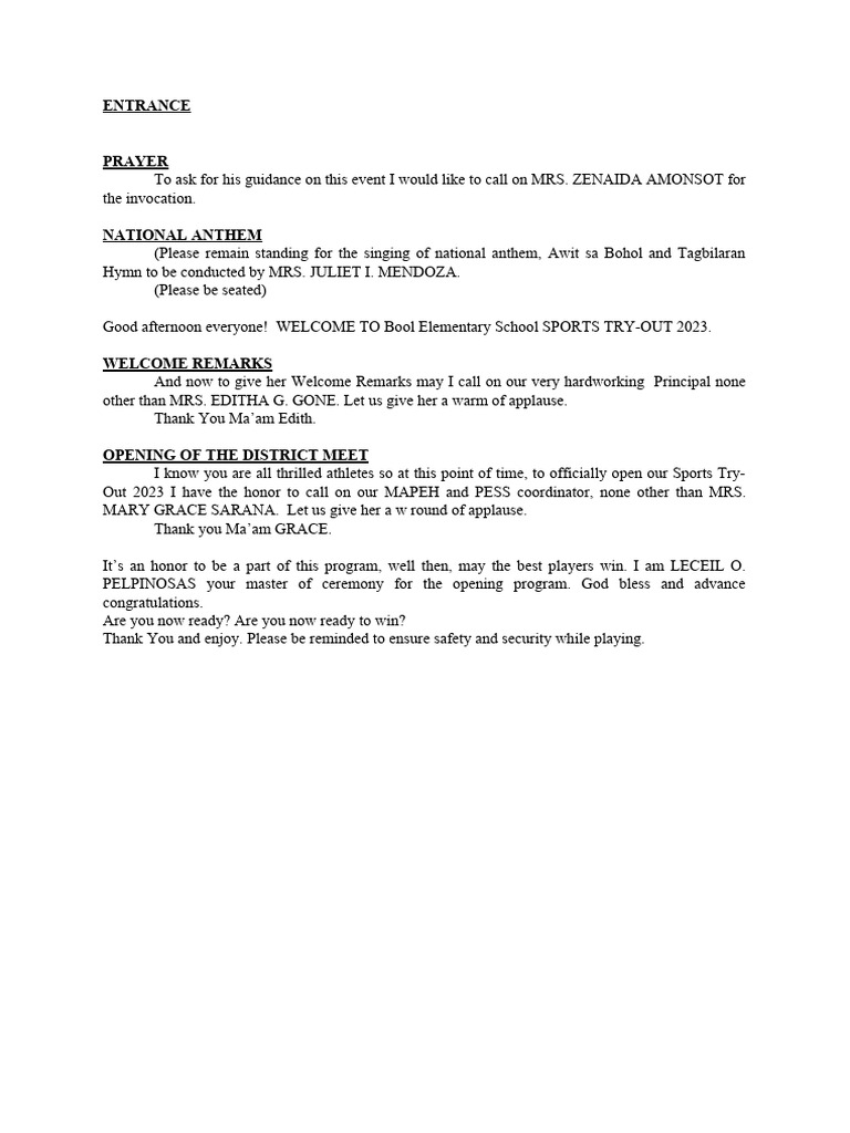 Emcee Script Sports | PDF