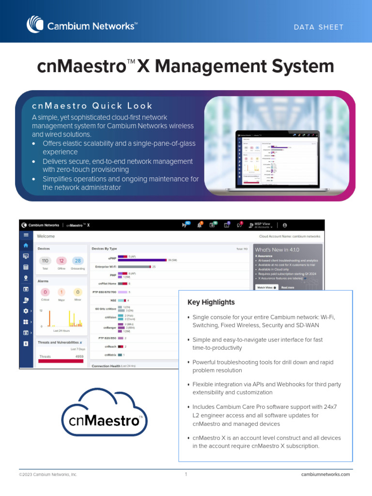 Cambium Networks Data Sheet Cnmaestro X | PDF | Computers