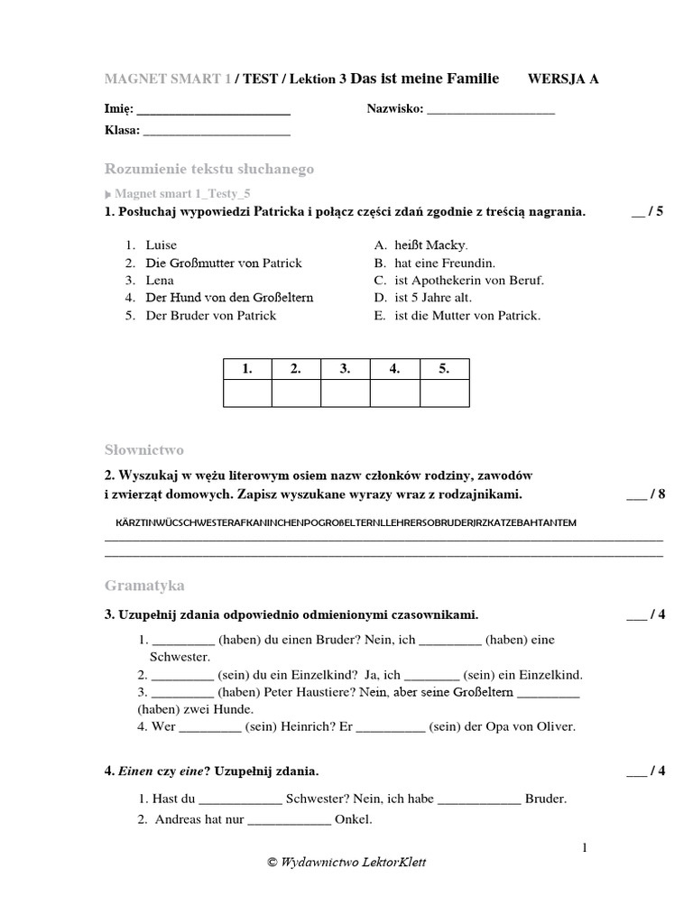 Magnet Smart 1test 3 Wersja A | PDF