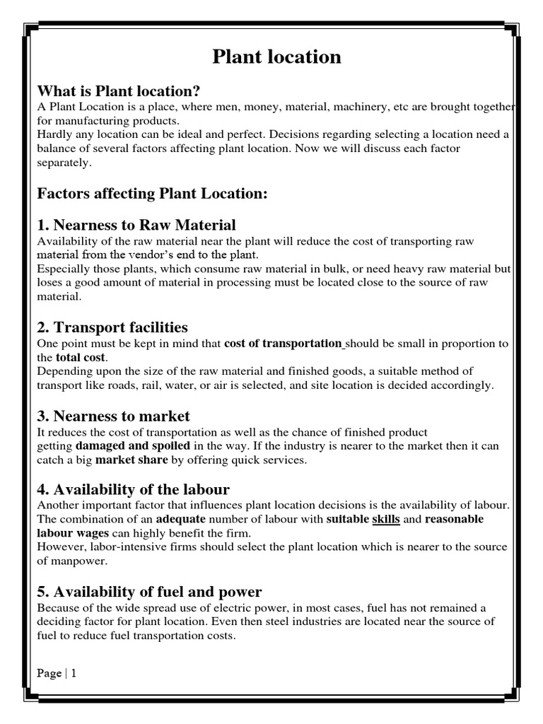 Plant Location | PDF