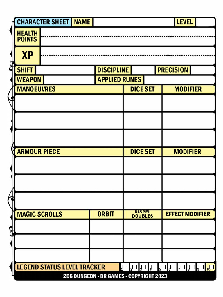 2d6 Character Sheet Fillable - V2 | PDF
