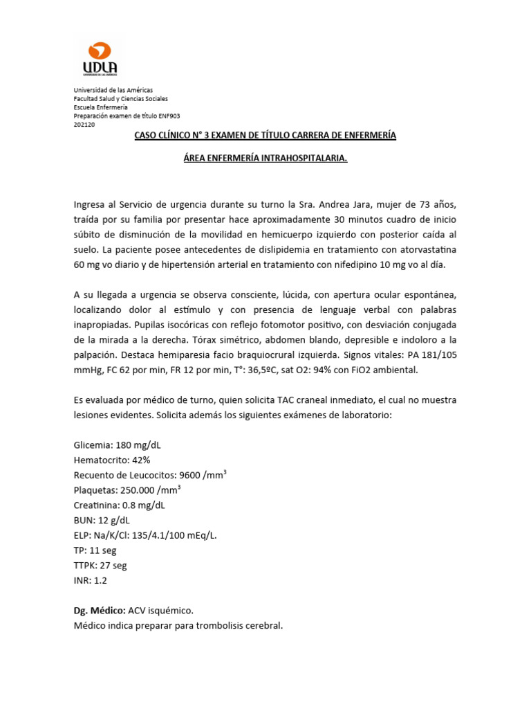 Caso Clínico #3 ACV | PDF
