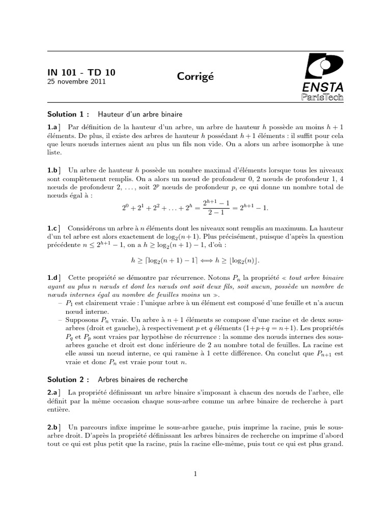 IN101 - TD10 Corrige | PDF