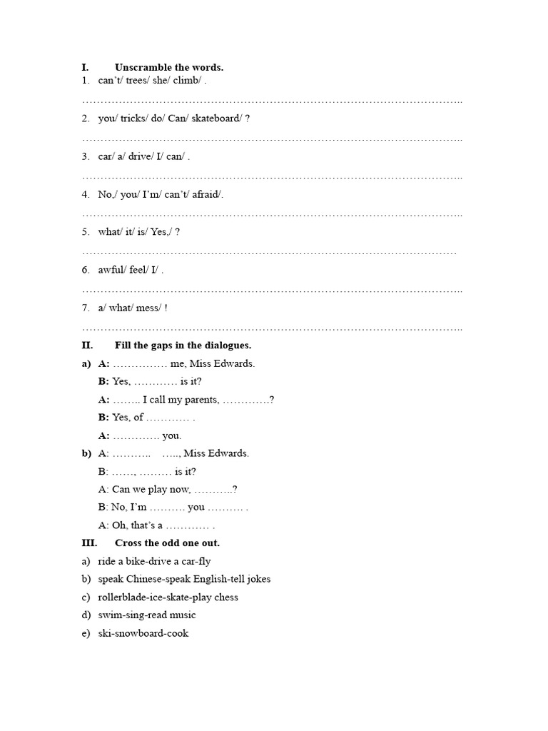 English Test for Class 5: Unit 1 | PDF | Language Arts & Discipline ...