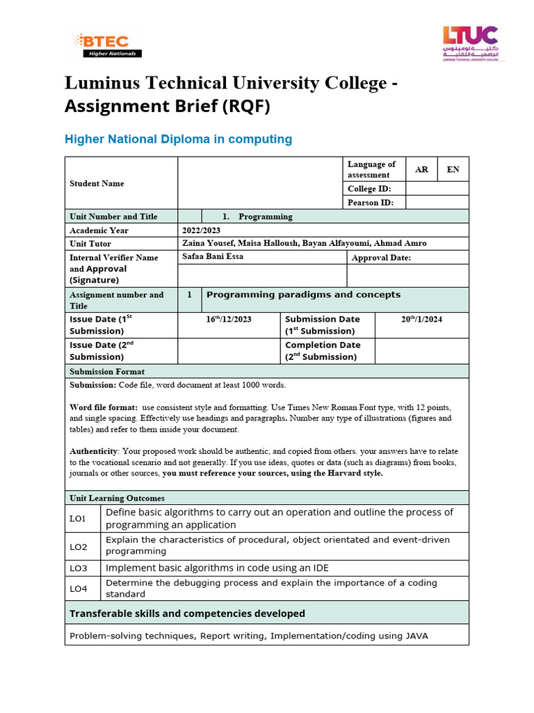 Assignment - 1 - Programming - Afetr IV - New Plan 1 | PDF | Computer Programming | Programming ...