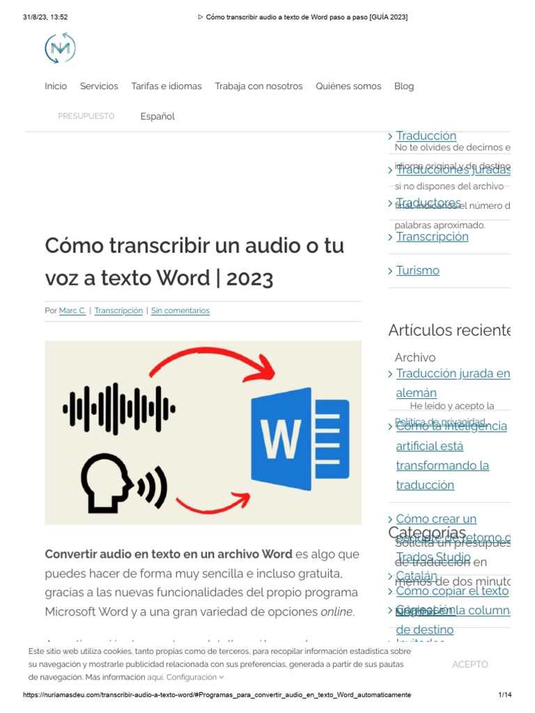 Cómo Transcribir Audio A Texto de Word Paso A Paso (GUÍA 2023) | PDF