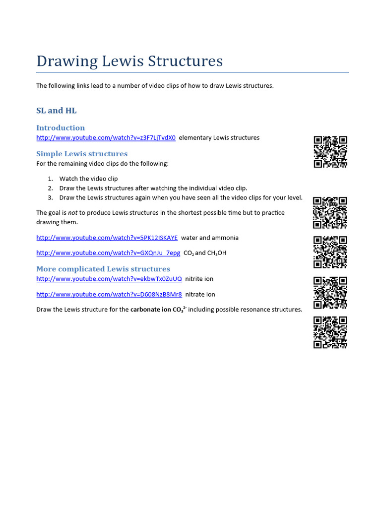 Drawing Lewis Structures SL | PDF