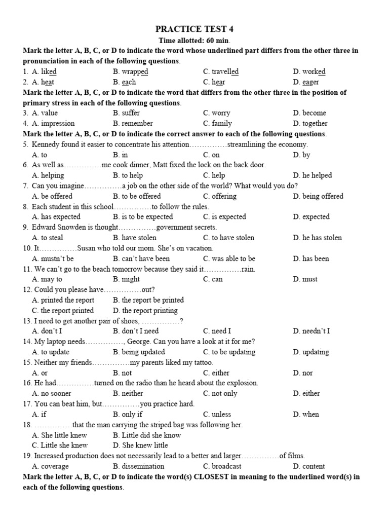 Practice Test 4 | PDF