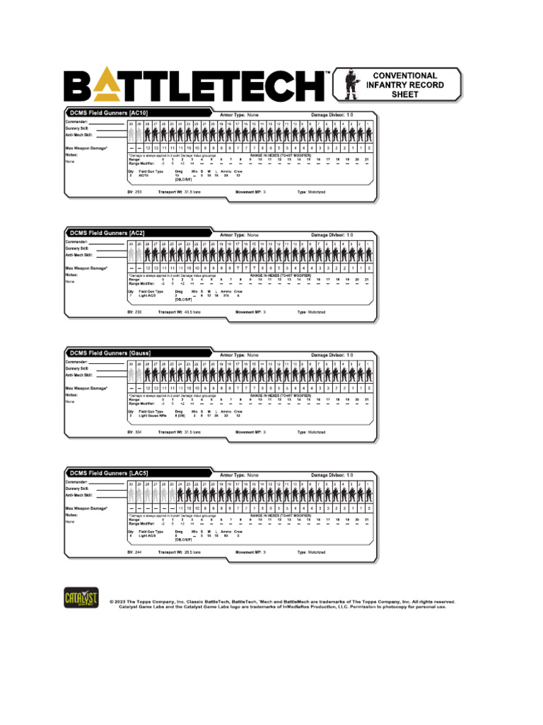 Artillery Record Sheets | PDF