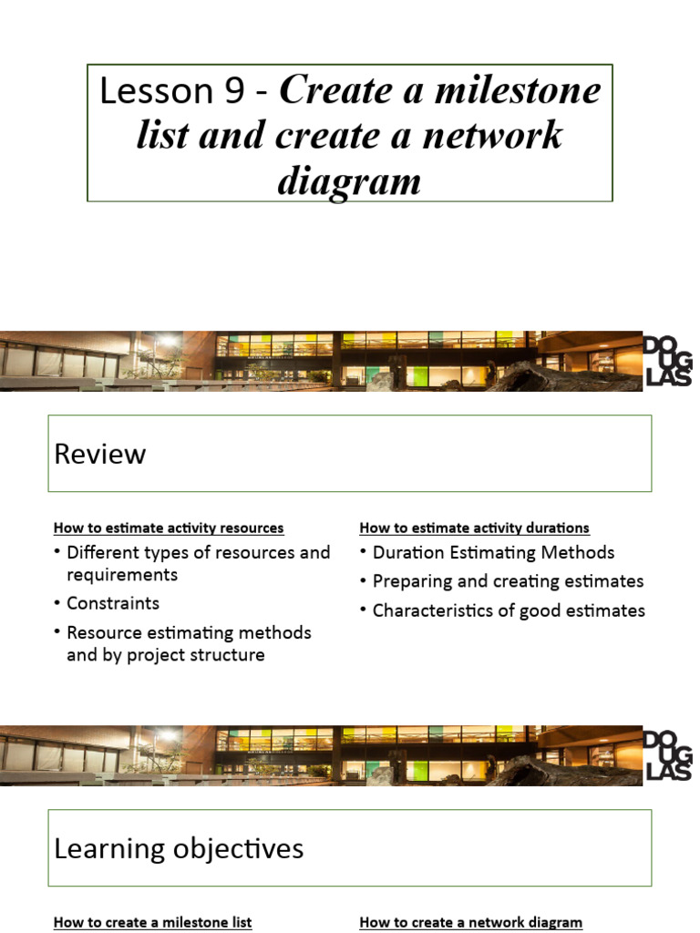 Lesson 9 - Create A Milestone List and Create A Network Diagram v2 ...