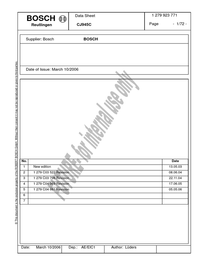 Bosch: CJ945C Reutlingen | PDF