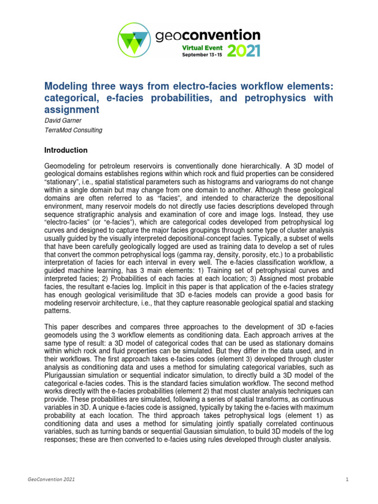 Modeling Three Ways From Electro Facies Workflow e | PDF