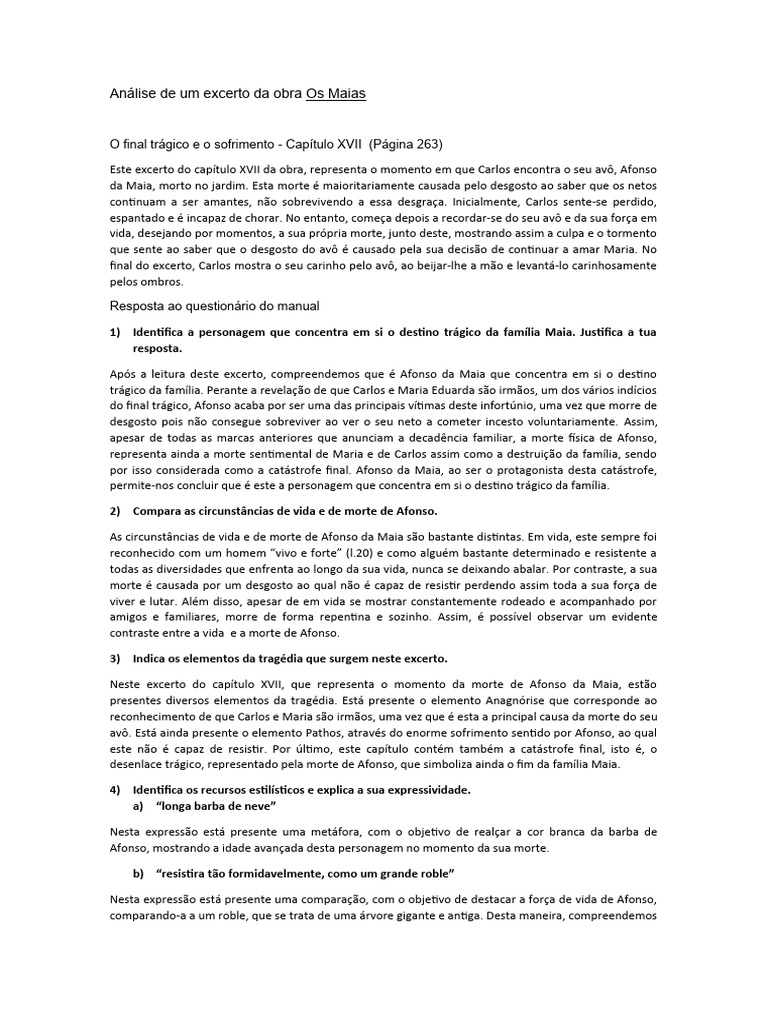 Análise de Um Excerto Da Obra Os Maias | PDF