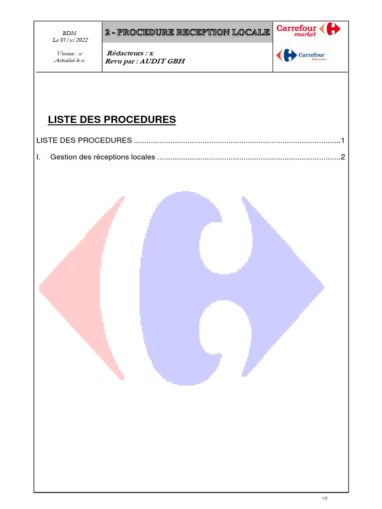 Procédure de Réception des Marchandises | PDF