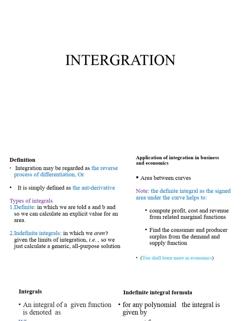 Integration | PDF | Integral | Function (Mathematics)